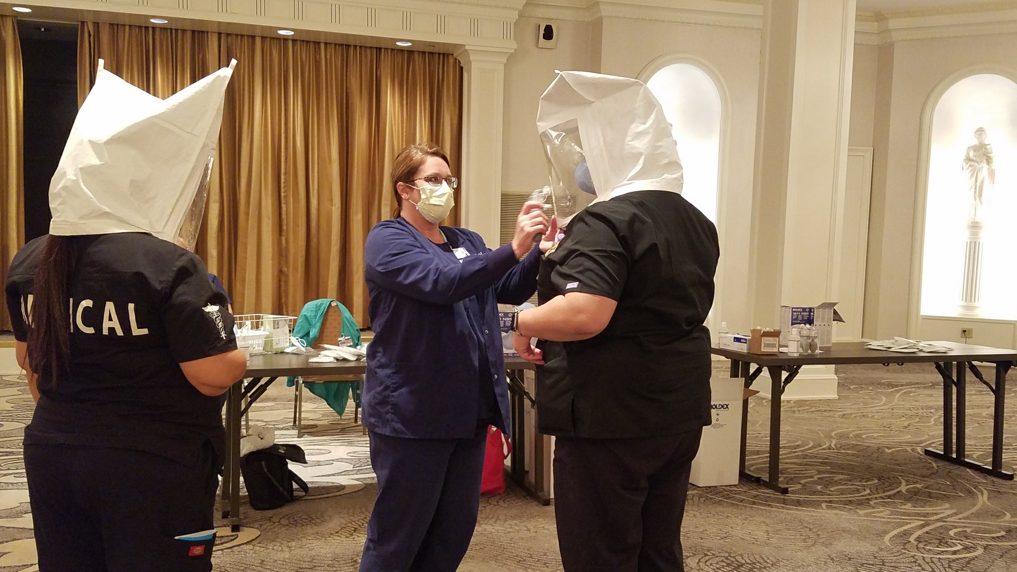 Nurses Assist with Mask Fit Testing for Workers Staffing COVID-19 Surge ...